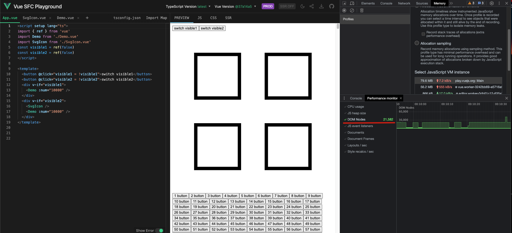 The page has a memory leak when the page has svg components · Issue #8790 · vuejs/core · GitHub