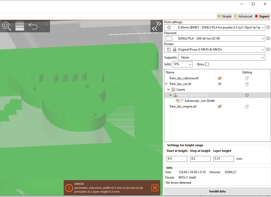 Height range modifier with layer height of 0.15 mm says 0.3mm extrusion width is invalid for ...