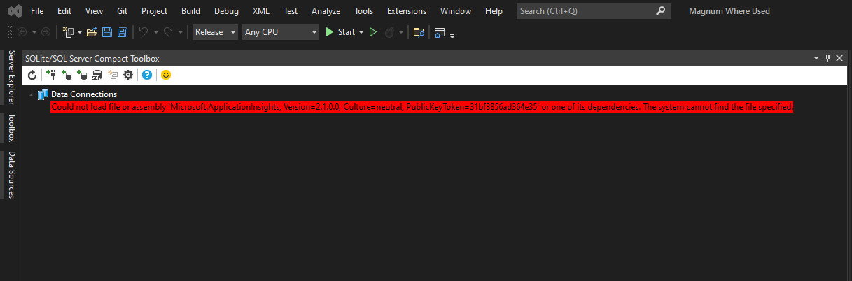 Tool not working on my environment · Issue #928 · ErikEJ/SqlCeToolbox · GitHub
