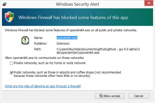 Suppress the Windows Firewall Security Alert · Issue #353 · opensim-org/opensim-gui · GitHub