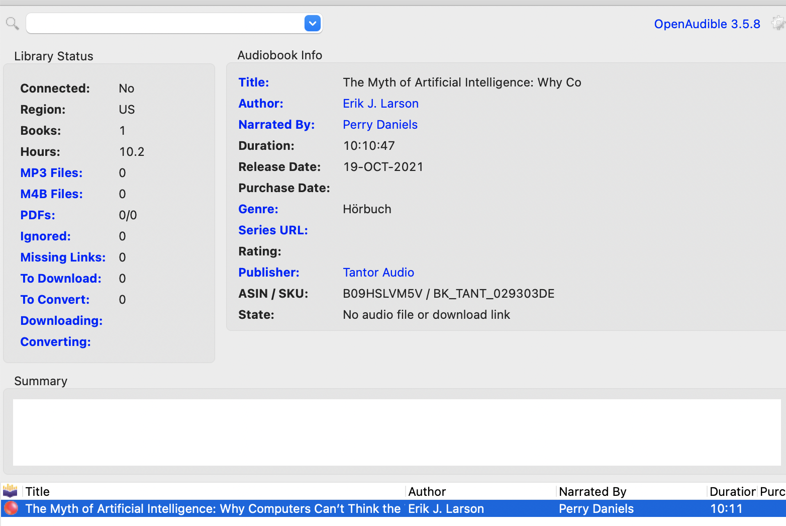Imported AXX file state says "No audio file or download link" · Issue #991 · openaudible ...