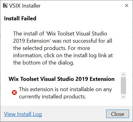Wix Toolset Visual Studio 2019 Extension doesn't install and throws error · Issue #6834 ...