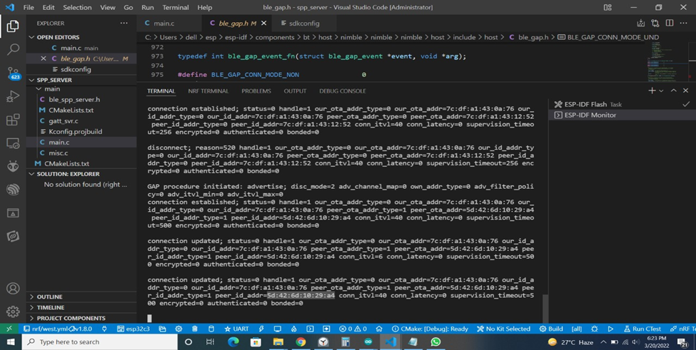 Nimble spp_server and spp_client Apps (Esp32c3) (IDFGH-7001) · Issue #8619 · espressif/esp-idf ...