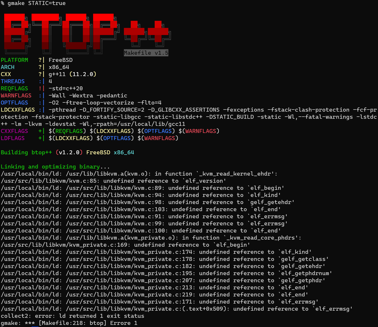 Bug Static Doesnt Link On Freebsd · Issue 264 · Aristocratosbtop · Github