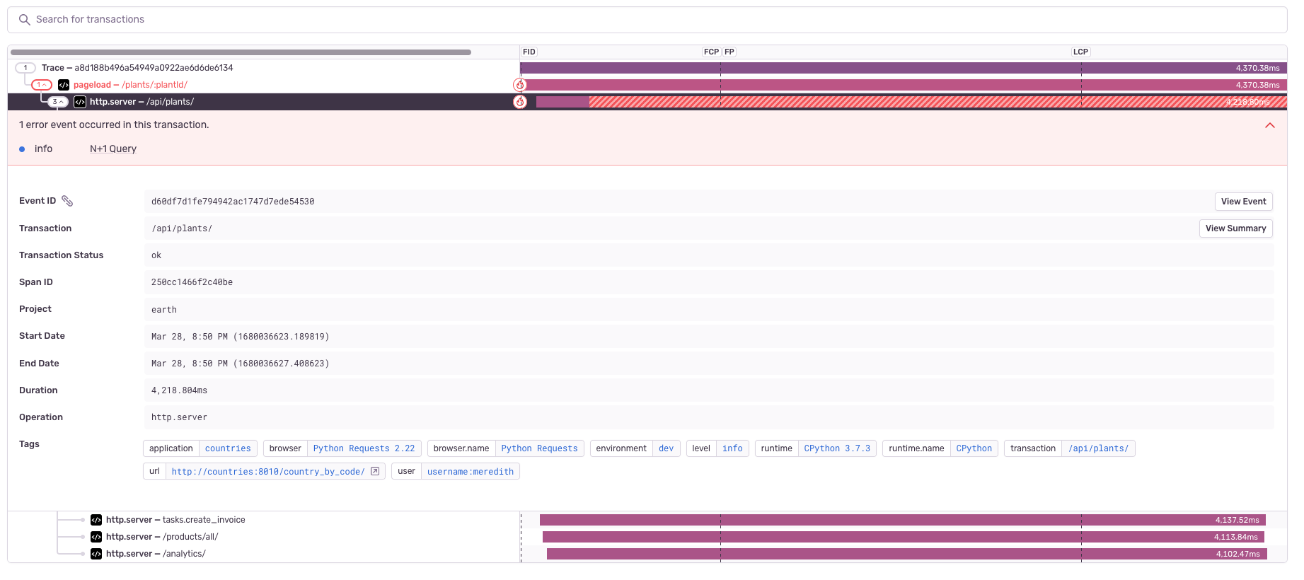 The sections of transactions that belong to performance issue spans should be hatched · Issue ...