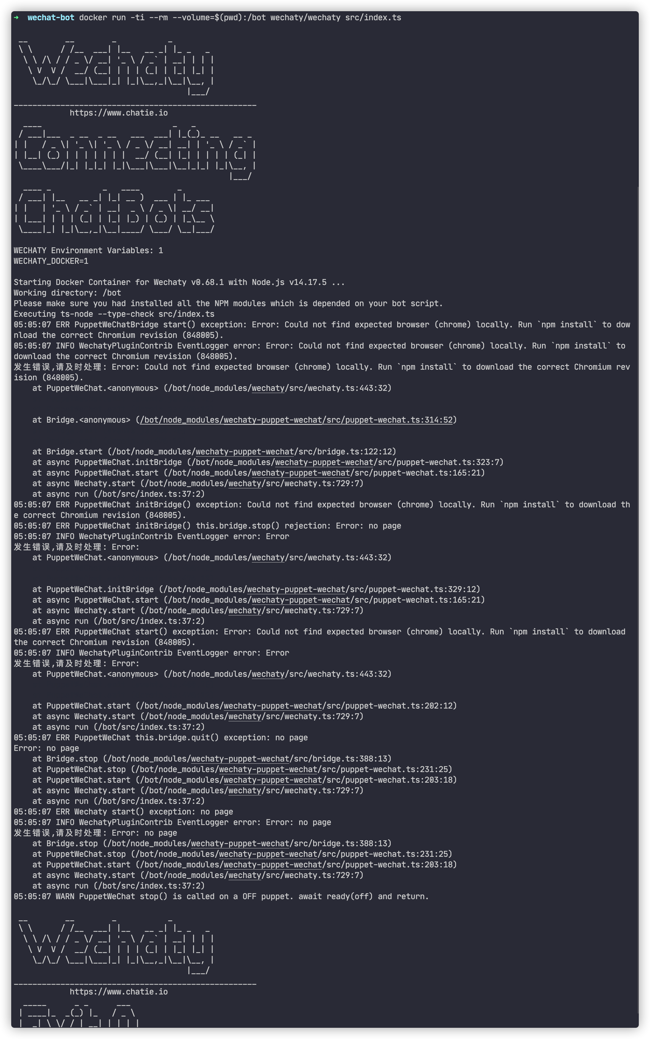 When Docker runs the wechaty bot, chrome is not found · Issue #2240 ...