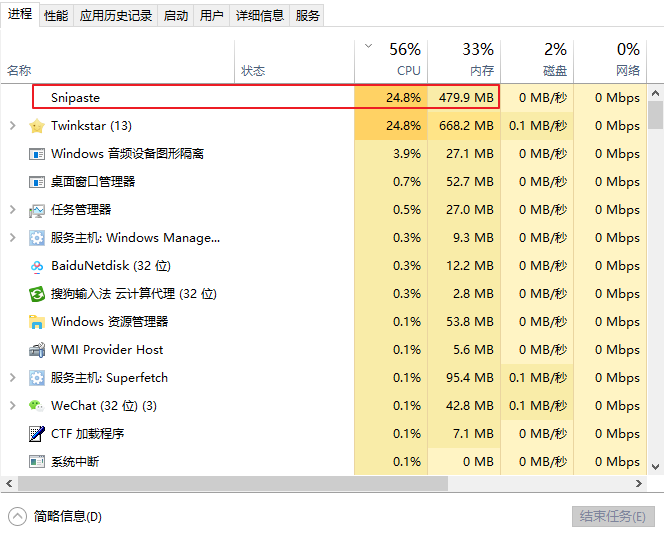 有时候发现截图贴图软件CPU和内存占用很大, 不知道什么原因? · Issue #1159 · Snipaste/feedback · GitHub