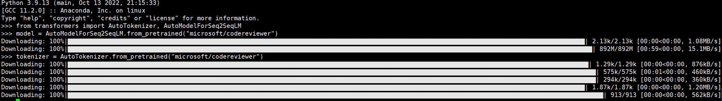 OSError: microsoft/codereviewer does not appear to have a file named config.json. Checkout ...