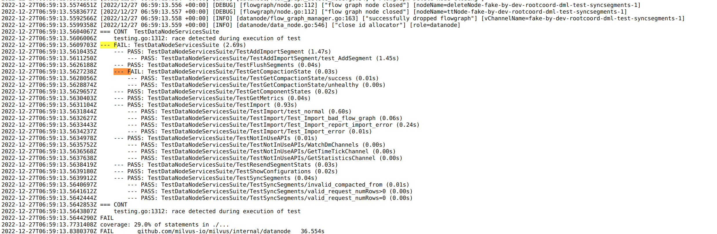 [Bug]: Data race in DataNodeServicesSuite · Issue #21379 · milvus-io/milvus · GitHub