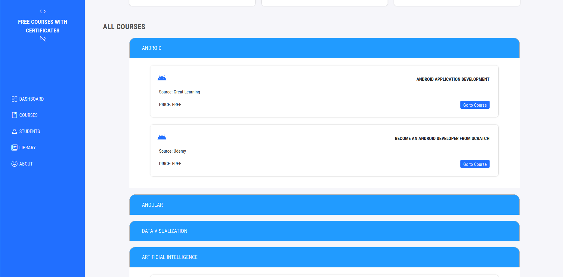 Created the whole Website using React and added all the courses! (Editable course-data in JSON ...