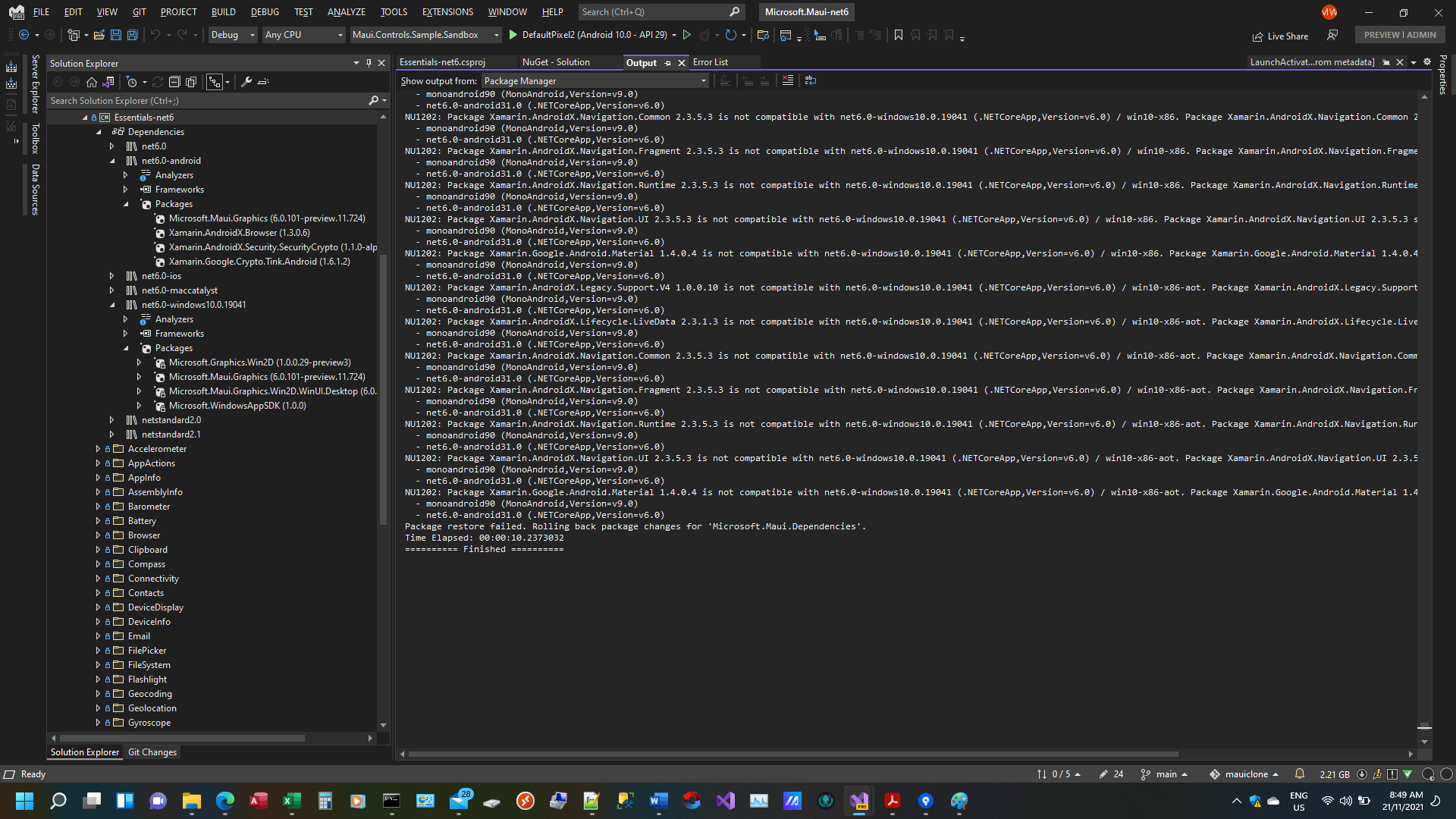 Package update fails for non Android projects · Issue #3490 · dotnet/maui · GitHub