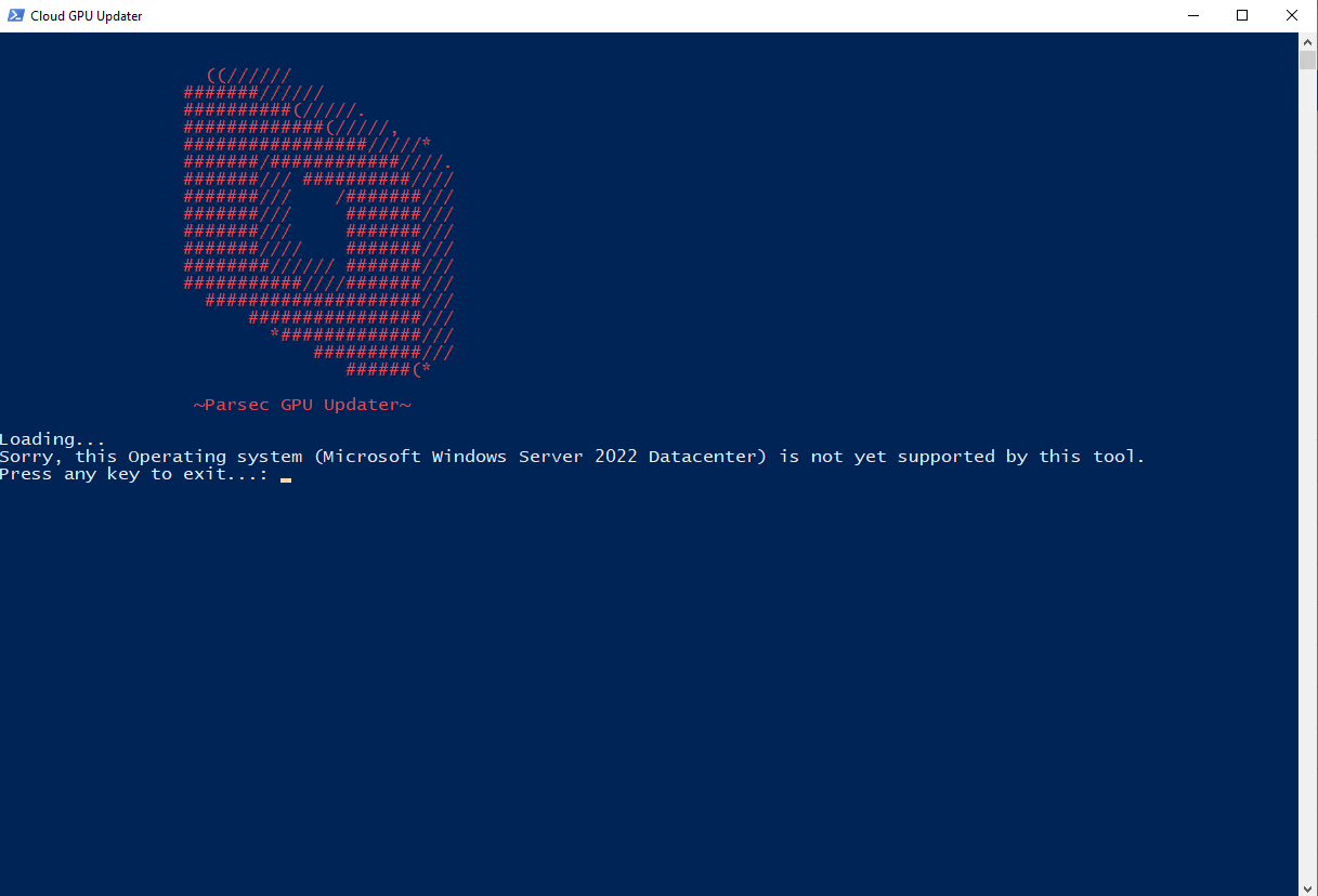 Parsec GPU Cloud updater tool fails on Windows Server 2022 · Issue #84 · parsec-cloud/Parsec ...