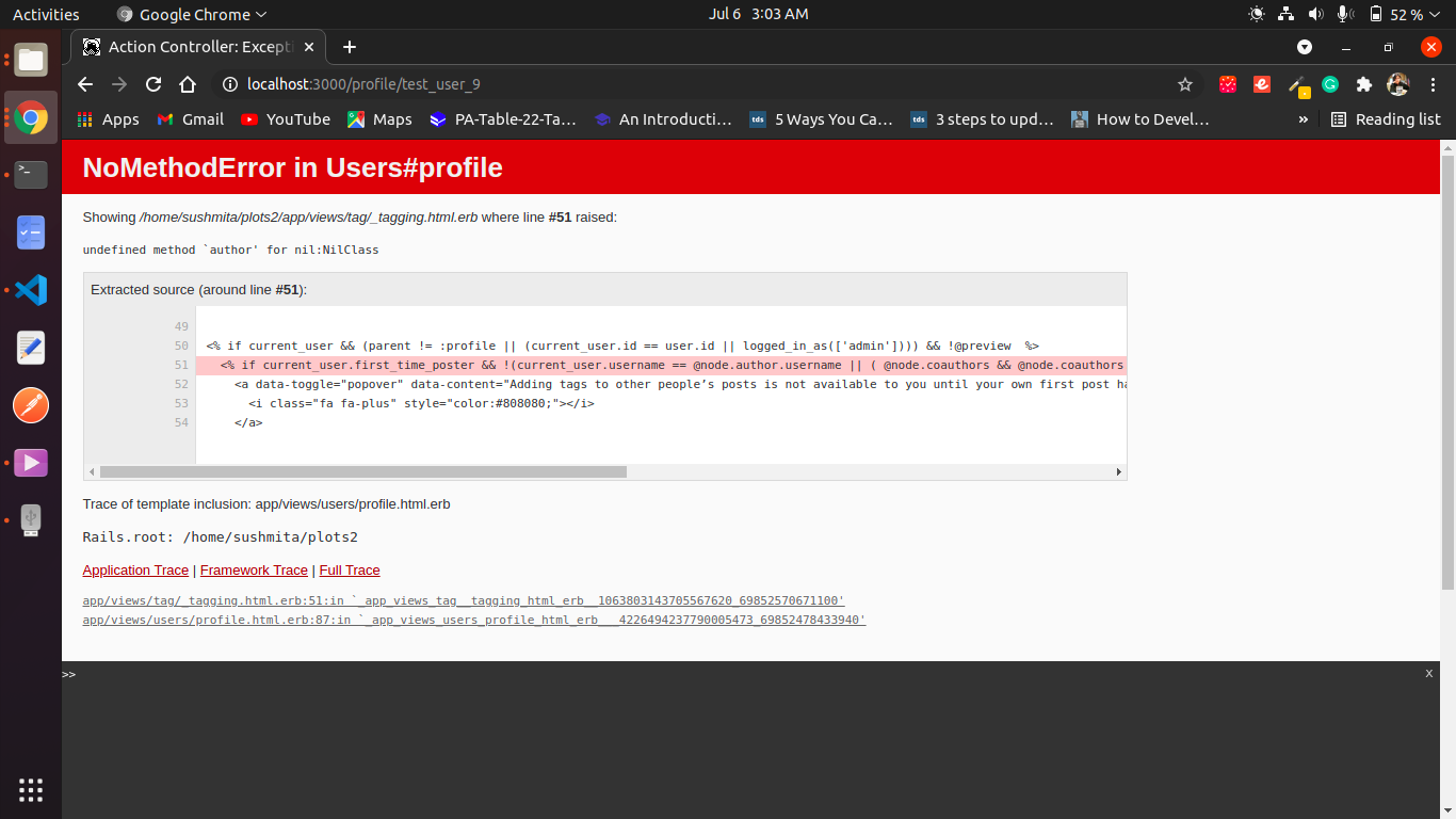 Error on visiting own profile by a new user(user without posts) · Issue #9884 · publiclab/plots2 ...