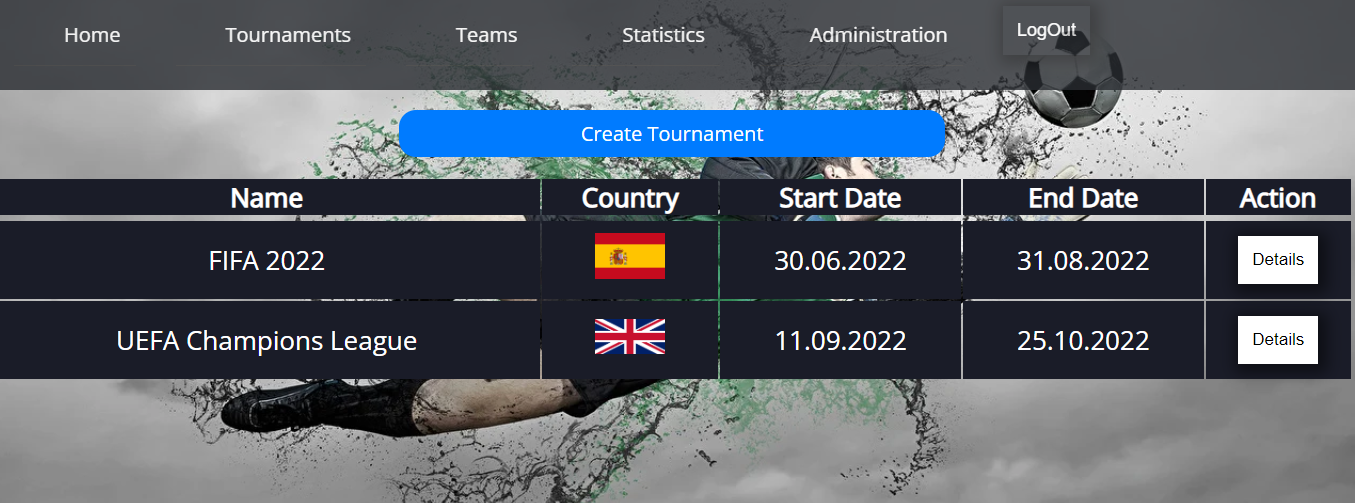 GitHub - YordanDobrev97/FootballTournament: ASP.NET & React application ...