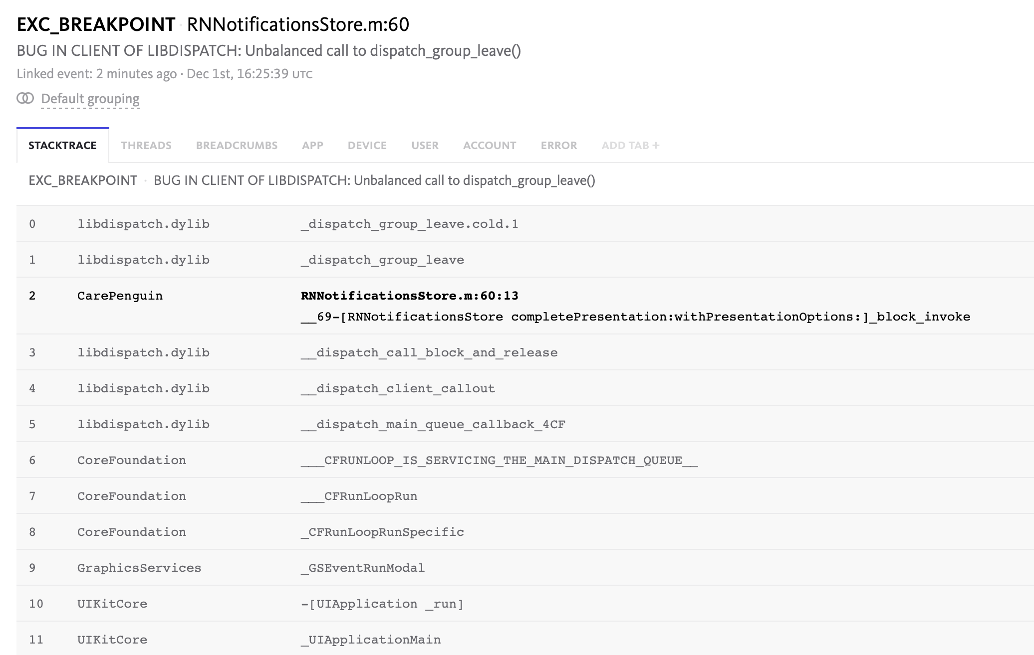 4.1.2 Foreground completion handler crash · Issue #791 · wix/react-native-notifications · GitHub