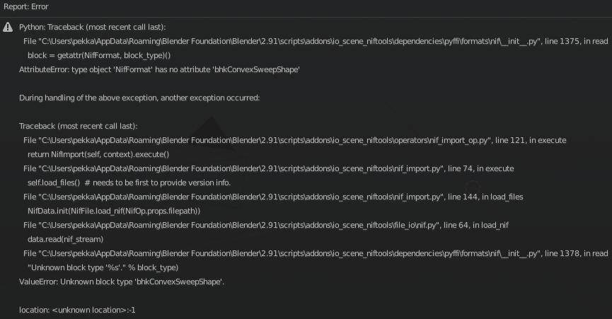 Import failure : Unsupported block, bhkConvexSweepShape for Oblivion meshes v20.0.0.4 · Issue ...