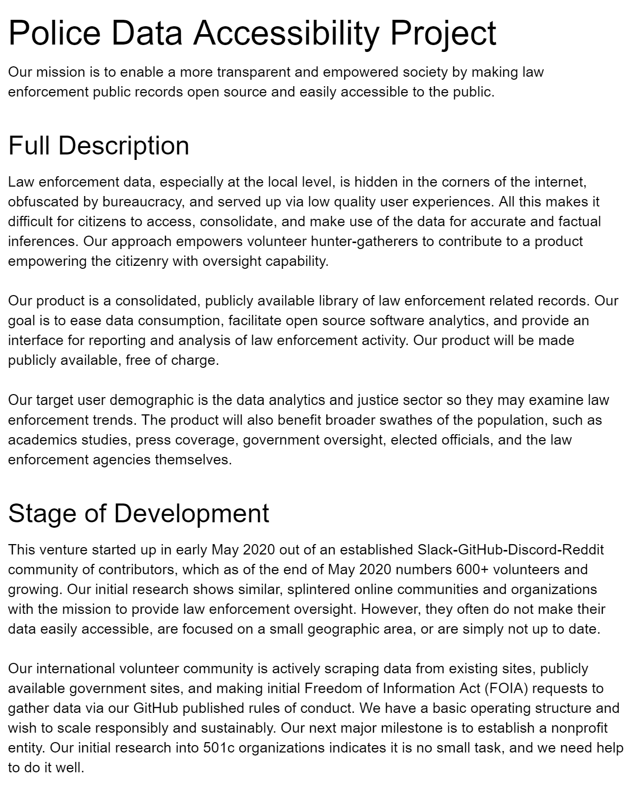 Update Wiki with Project Description · Issue #83 · Police-Data-Accessibility-Project/meta · GitHub
