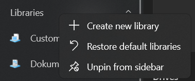 Context menu for sidebar libraries section header by nvi9 · Pull ...