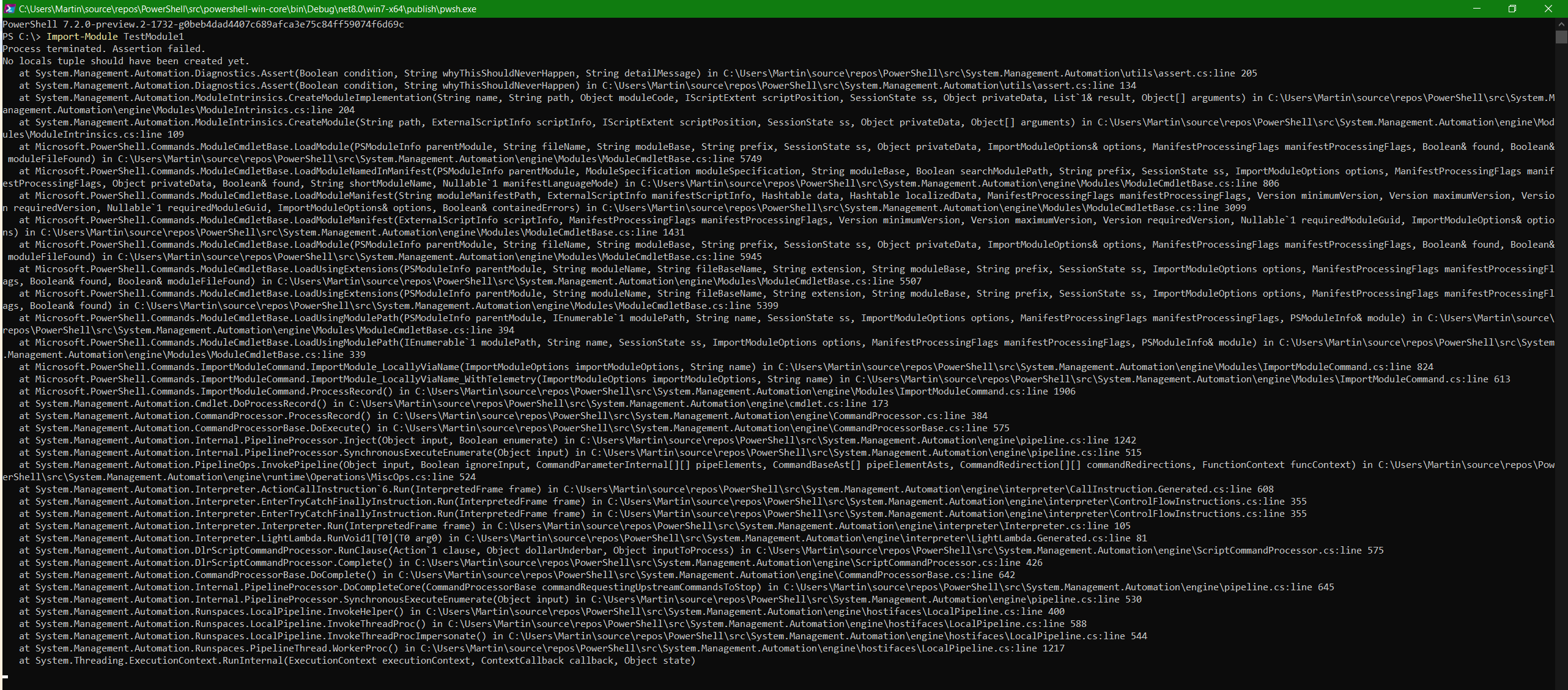Incorrect assertion in ModuleIntrinsics.cs · Issue #20416 · PowerShell/PowerShell · GitHub