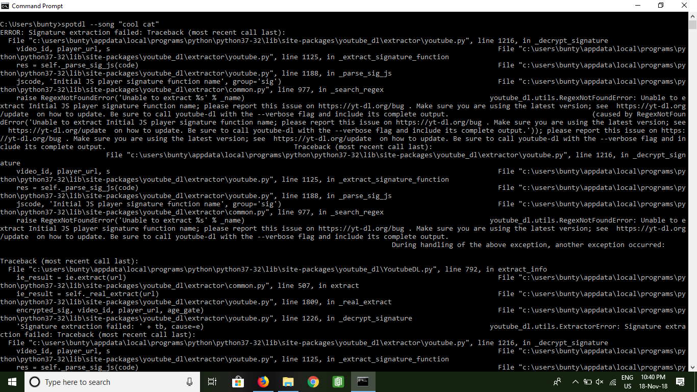 youtube-dl update error · Issue #433 · spotDL/spotify-downloader · GitHub