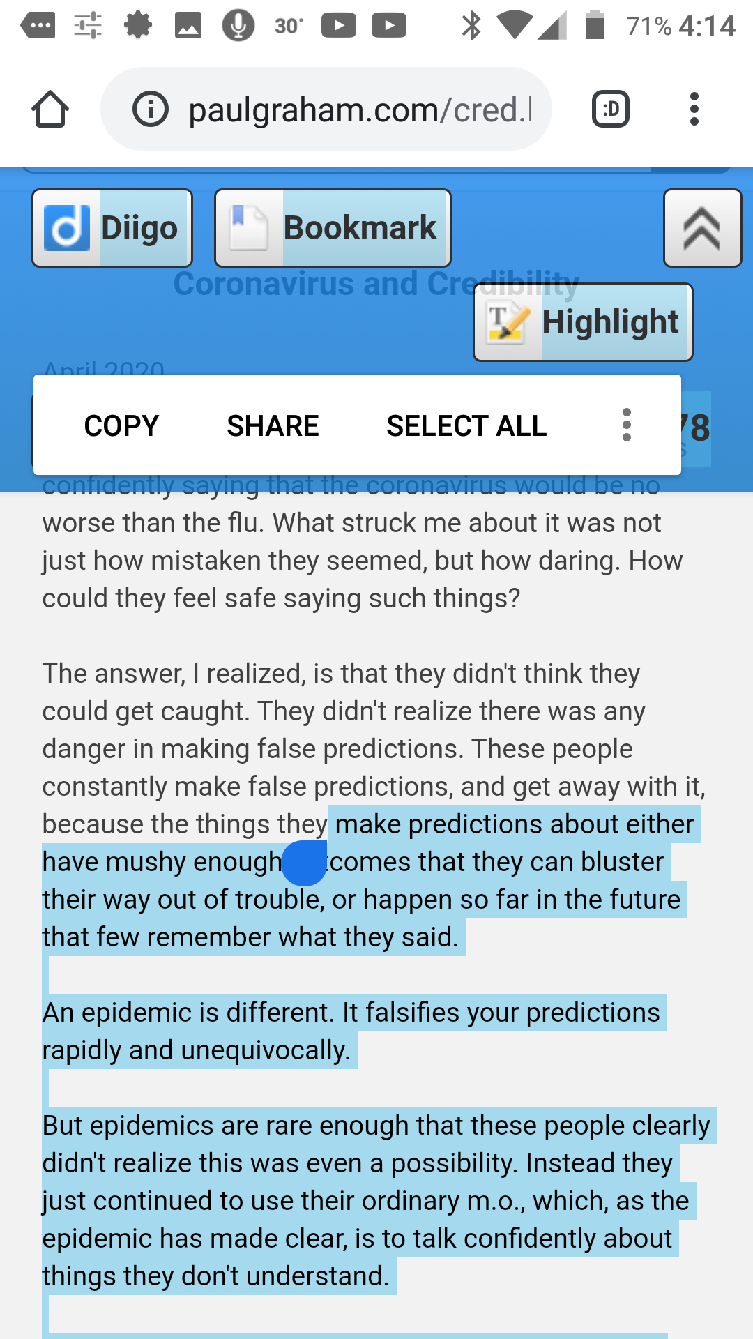 Selecting text is difficult in chrome of touch devices with Bookmarklet ...