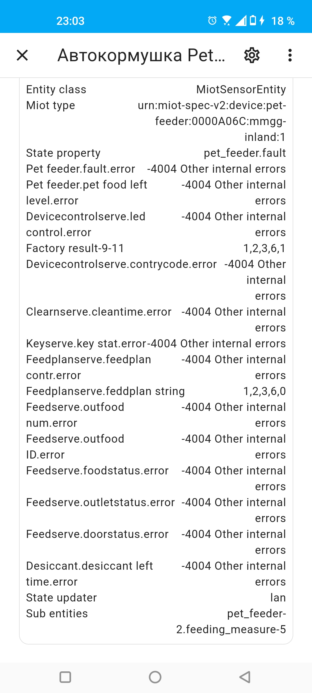 mmgg.feeder.inland sensors does not work · Issue #1085 · al-one/hass-xiaomi-miot · GitHub