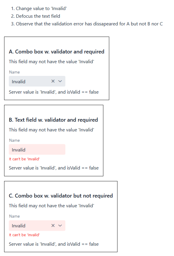 Using Both A Validator And Asrequired On A Combo Box Results In The Asrequired Flag Supressing