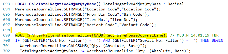 [Event Request] Table 7302 function CalcTotalNegativeAdjmtQtyBase ...