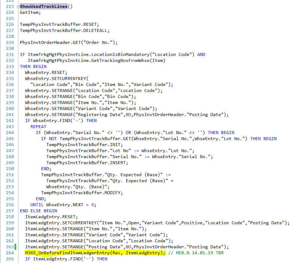 [Event Request] Table Phys. Invt. Recording Line function ...