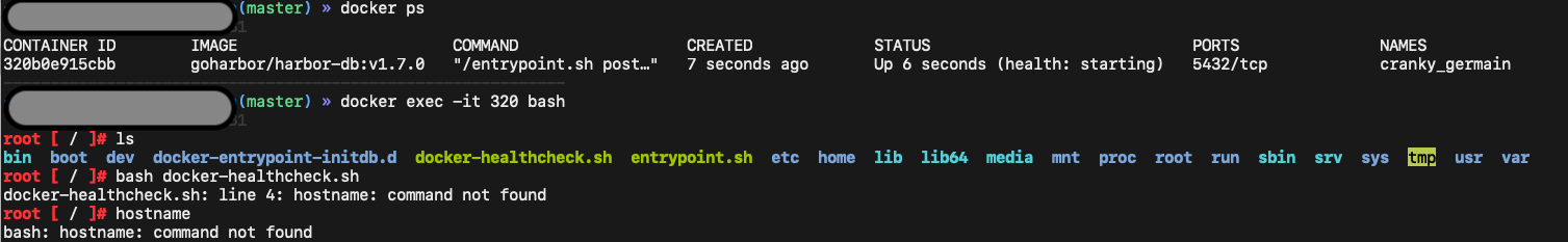 goharbor/harbor-db container hostname Command not found · Issue #7044 ...
