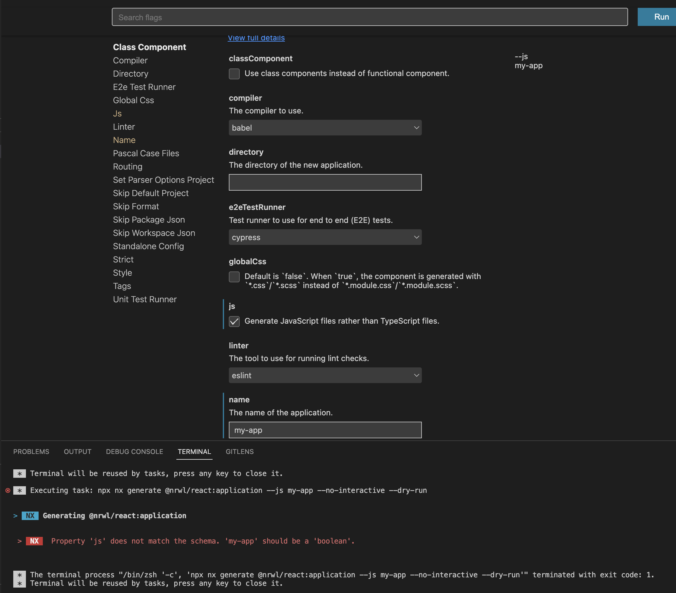 Nx Generate Nrwl React Application Js Check Not Working · Issue 1538 · Nrwl Nx Console · Github