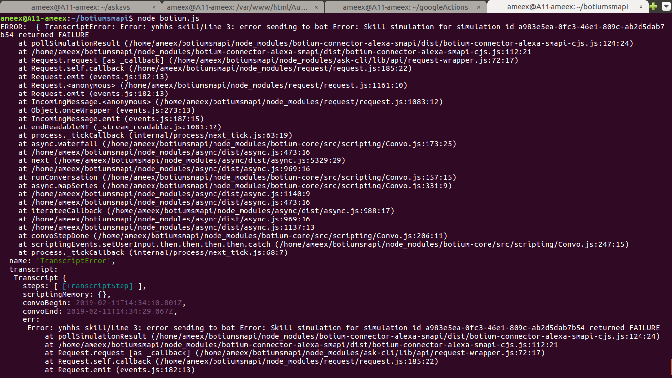 Transcript Error Error Sending To Bot Error Skill Simulation For Simulation Id Xzxxxxxxx