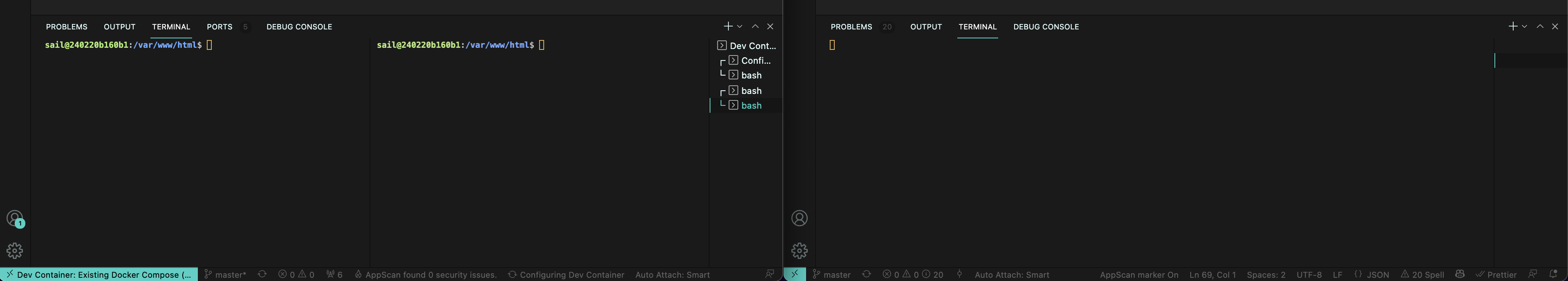 Dev Container messing up VS Code integrated terminals outside of the ...