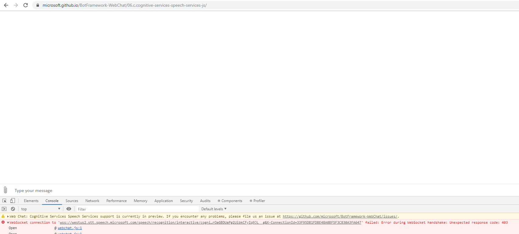 Custom Speech integration using createCognitiveServicesSpeechServicesPonyfillFactory is not ...