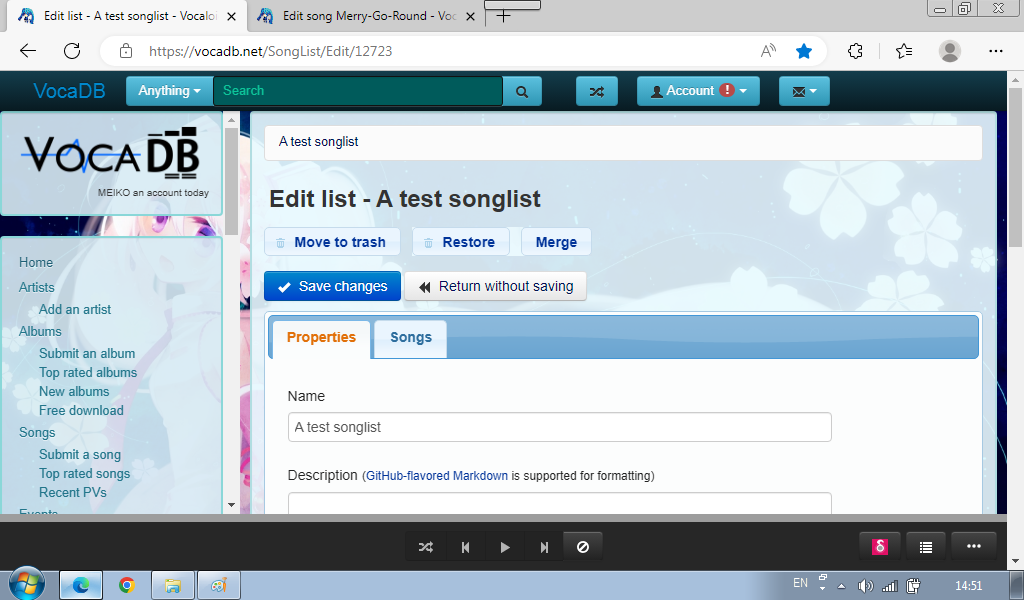 Song lists: Ability to restore deleted songlists · Issue #1317 · VocaDB/vocadb · GitHub