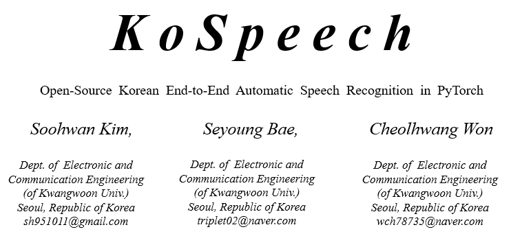 GitHub - xieliang555/KoSpeech: Open Source Korean End-to-end (E2E) Automatic Speech Recognition ...