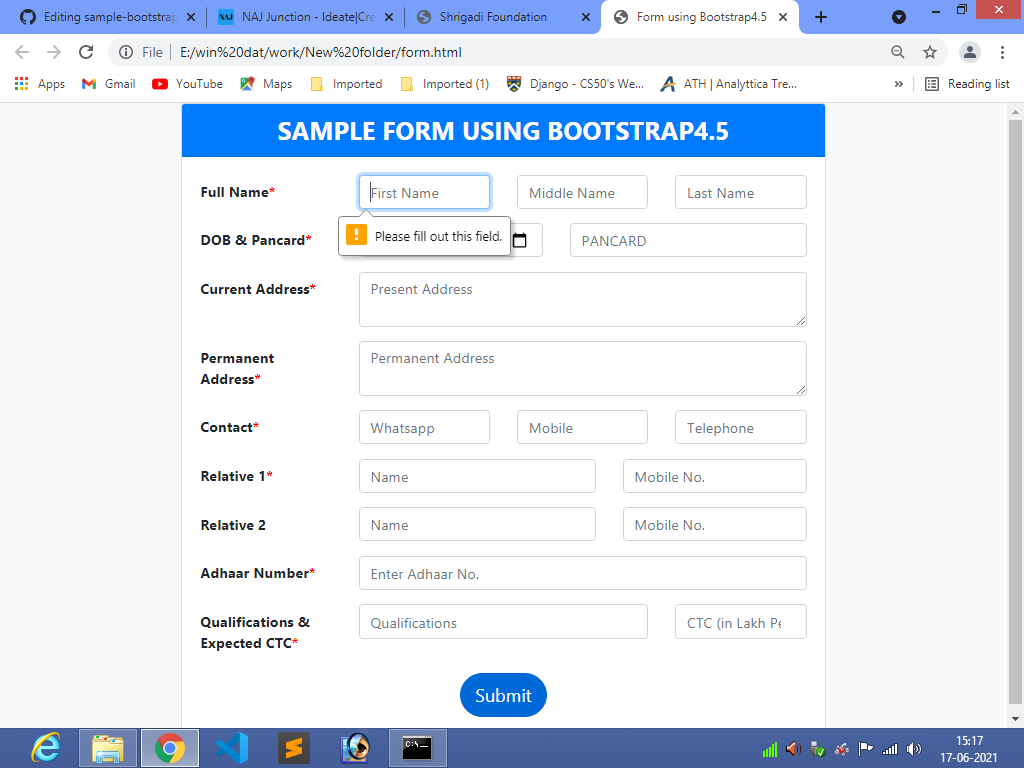 GitHub - jainayush362/sample-bootstrap-form: Made using Bootstrap 4.5 ...
