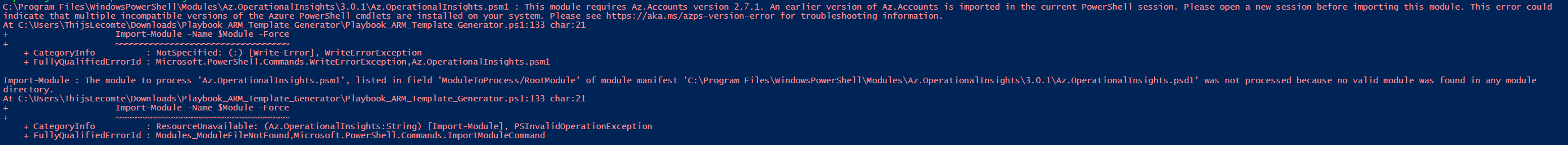 Playbook Template Generator can't work with multiple versions of the az module · Issue #4185 ...