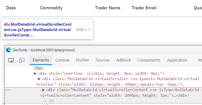 [DataGrid] Horizontal Scrollbar disappears when NoResultsOverlay is ...
