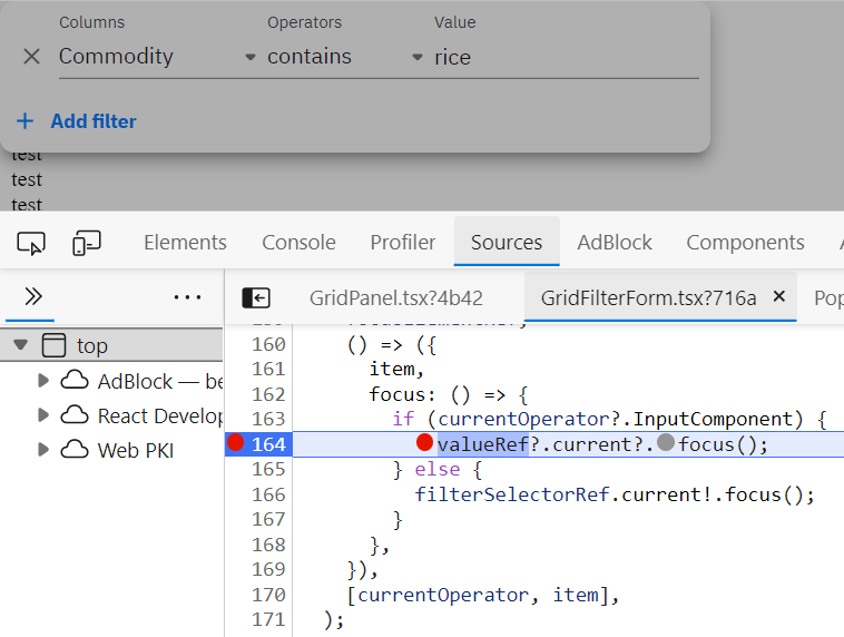 [DataGridPro] Clicking 'Delete' in filtering panel to remove an applied filter shifts the view ...