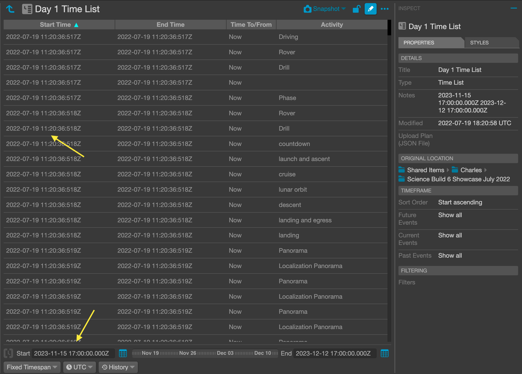 Plans show incorrect start and end time in time list view · Issue #5605 · nasa/openmct · GitHub