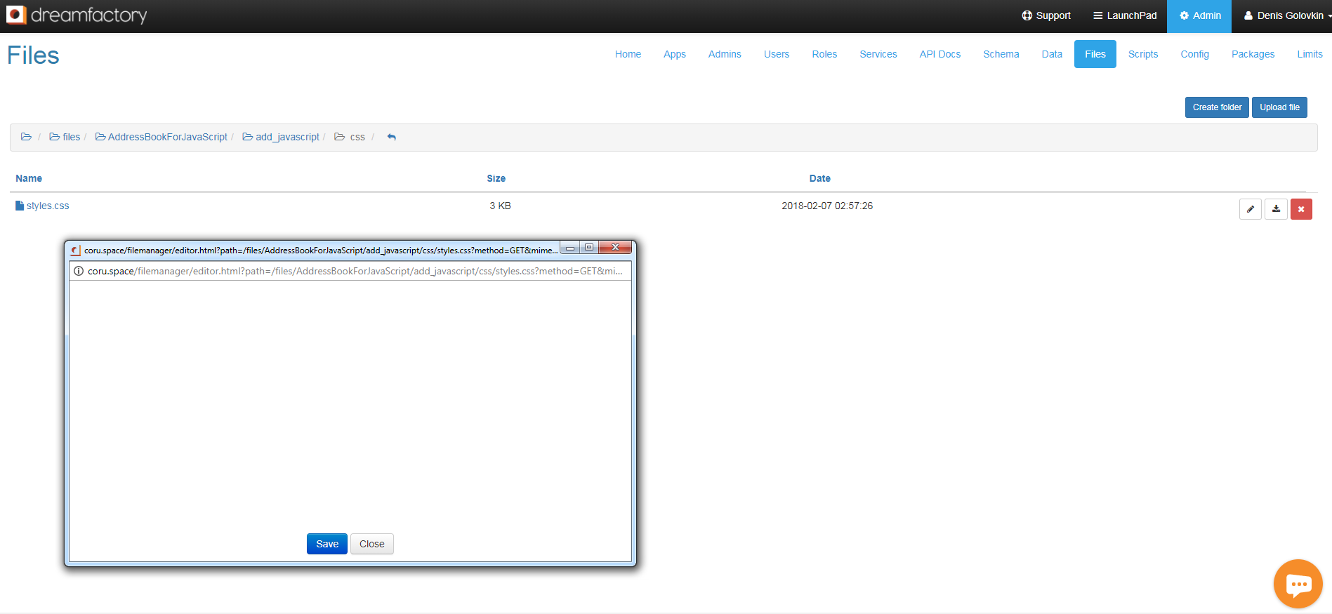 Unable to edit file in FileManager · Issue #182 · dreamfactorysoftware/dreamfactory · GitHub