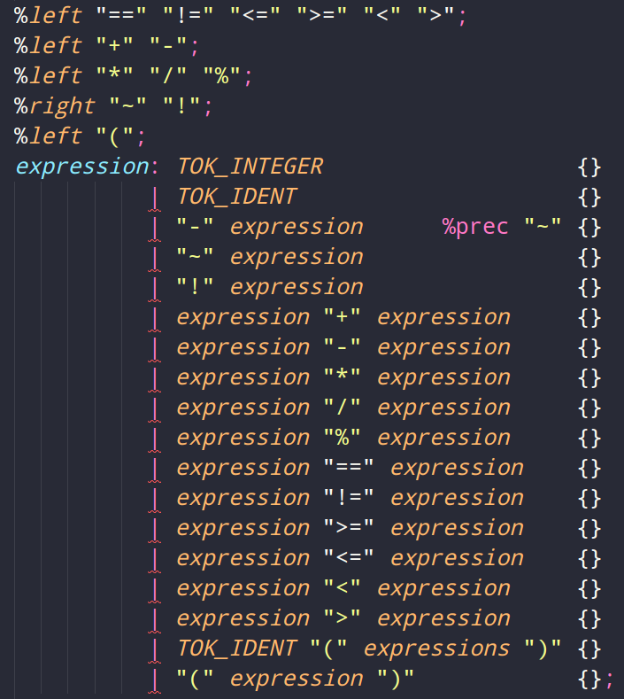 Bison syntax not fully supported · Issue #18 · babyraging/yash · GitHub