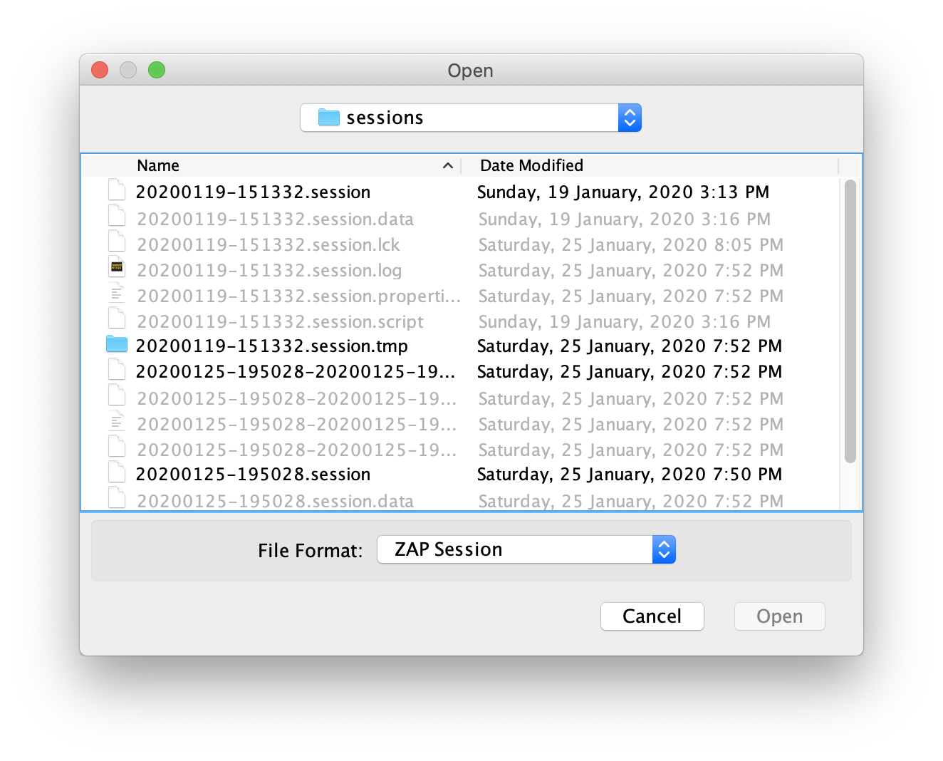 Give more session information in Open session dialog in Details mode · Issue #701 · zaproxy ...