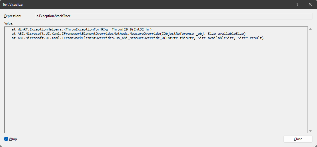 Error HRESULT E_FAIL has been returned from a call to a COM component at ABI.Microsoft.UI.Xaml ...