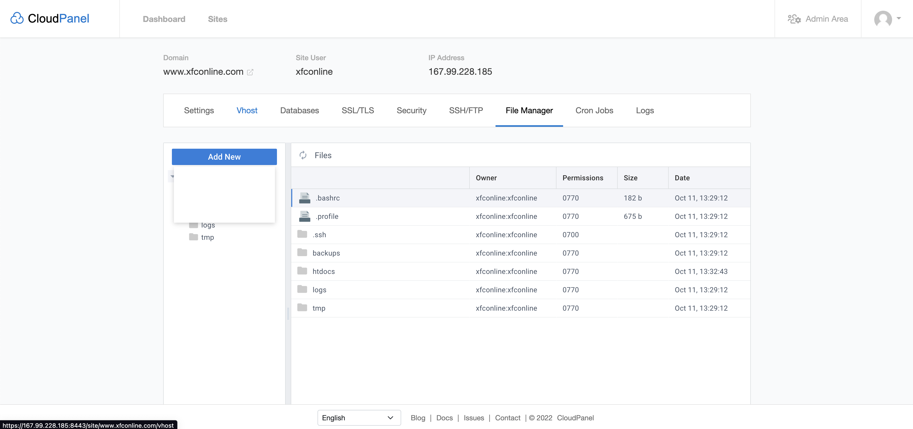 File Manager Add New Menu is Empty · Issue #166 · cloudpanel-io/cloudpanel-ce · GitHub