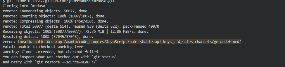 Can't clone medusa repository because of invalid file path on windows · Issue #2794 · medusajs ...