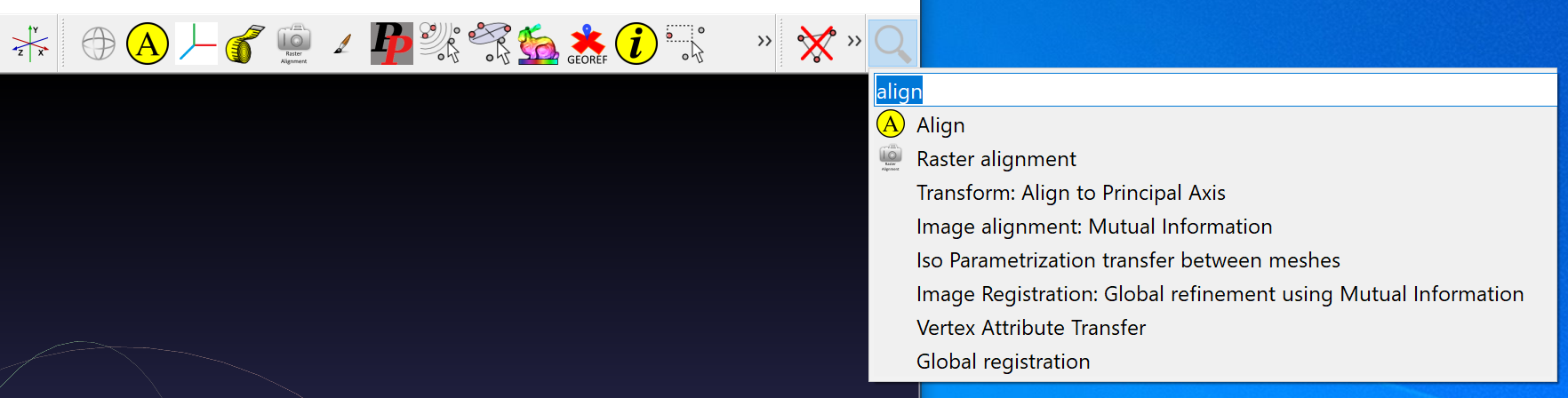 Align is missing on macOS 2020.12 version! · Issue #898 · cnr-isti-vclab/meshlab · GitHub
