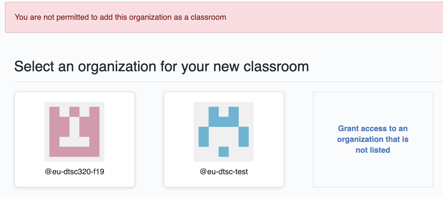 Not permitted to add organization as a classroom · Issue #2197 · github-education-resources ...