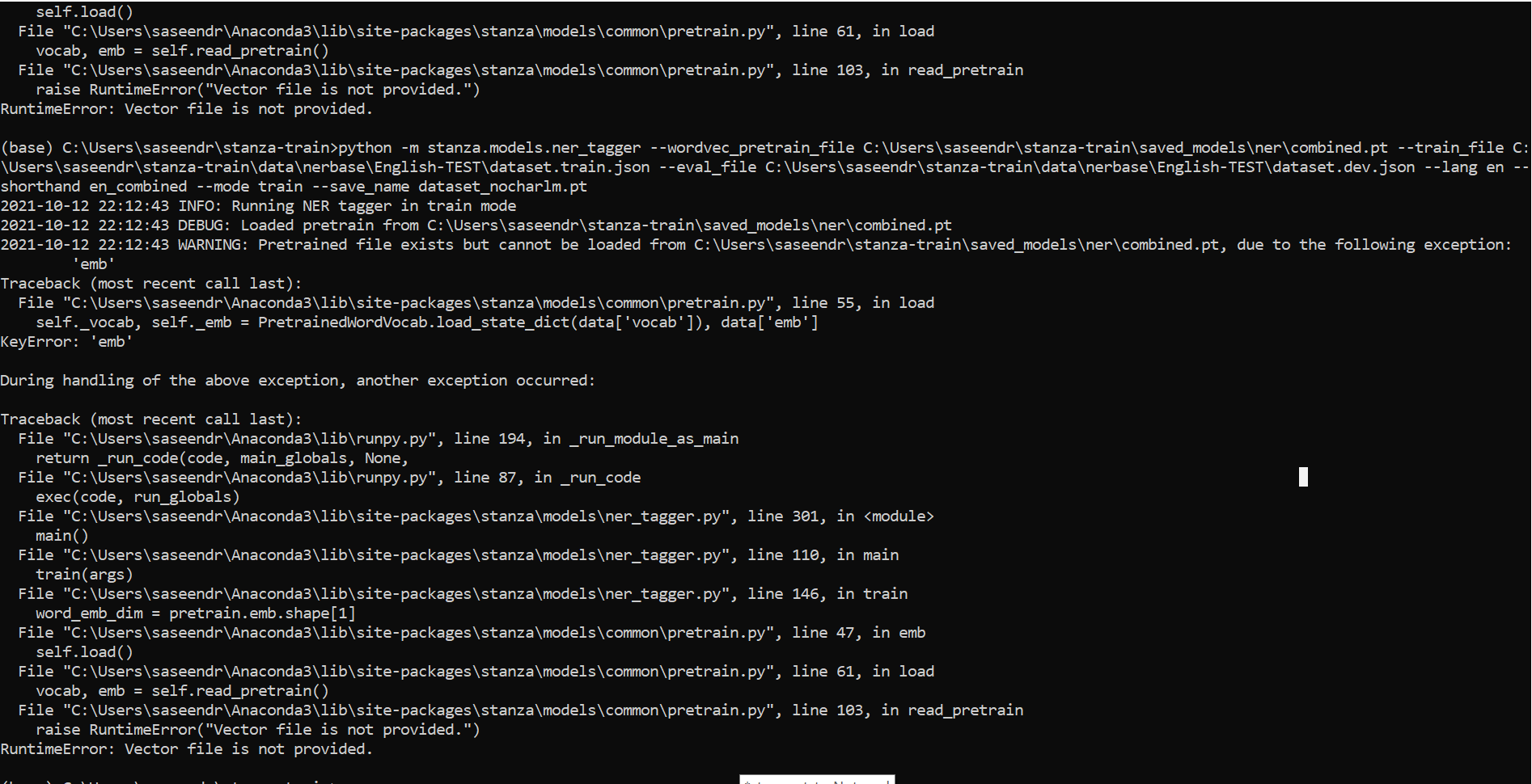 Error in training process · Issue #840 · stanfordnlp/stanza · GitHub